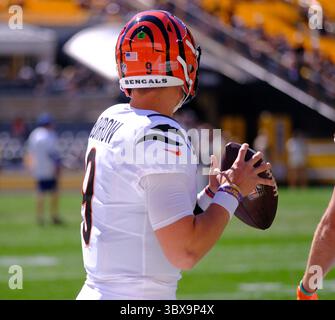 September 26th, 2021: Joe Burrow #9 during the Pittsburgh Steelers vs ...