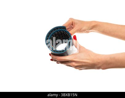 Orthopedic mat with spikes isolated over the white background. Blue ...