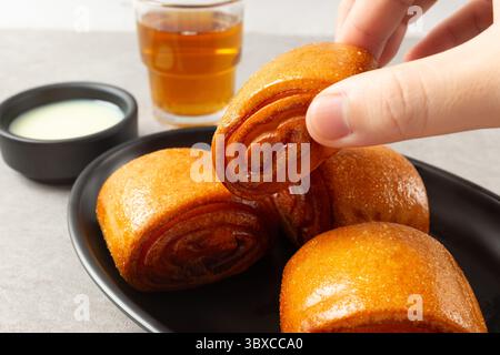 Traditional Fried Chinese Flower Bun with Wrinkled Texture Stock Photo ...