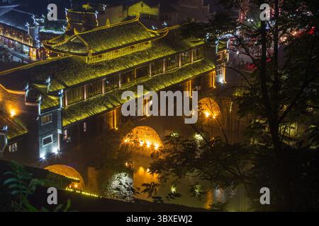 The Phoenix Hong or Hongqiao Bridge was built in the MIao style over ...