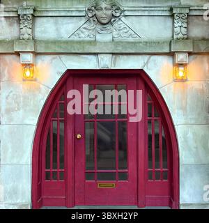 Carved sculpture Nouveau gothic architectural detail of an angel on the ...