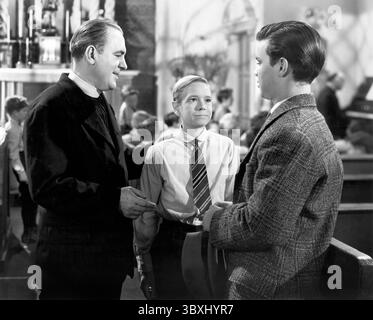 Pat O'Brien, Darryl Hickman, on-set of the Film, "Fighting Father Dunne ...