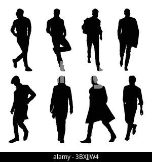 man walking silhouette Drawing Shape Vol 01 Stock Vector Image & Art ...