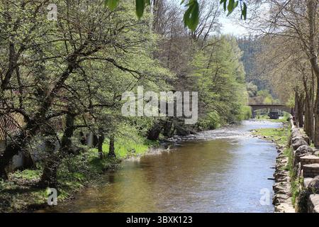 The Colagne River, town of Marvejols, Lozère department, France Stock ...