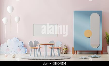 Blank horizontal poster frame mock up in living room interior Stock ...