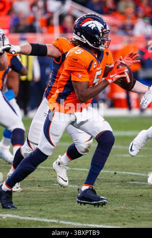 Denver Broncos quarterback Teddy Bridgewater (5) plays an NFL football ...