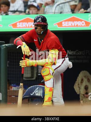 Atlanta Braves right fielder Ronald Acuña Jr. catches a ball hit by ...