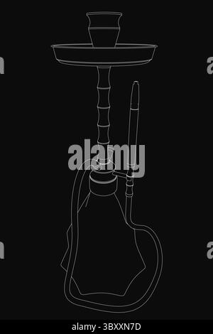 A black hookah icon isolated on a white background - concept of smoking ...