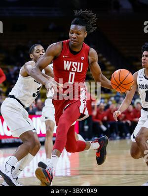 Washington State center Efe Abogidi (0) defends a shot by Stanford ...