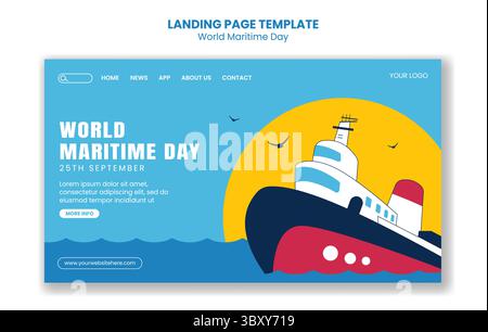Maritime Day Social Media Landing Page Cartoon Hand Drawn Templates ...