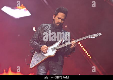 the band Camila performs during the concert at the Movistar Arena in ...