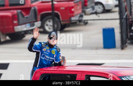 Ricky Stenhouse Jr. waves to fans before a NASCAR Cup Series auto race ...