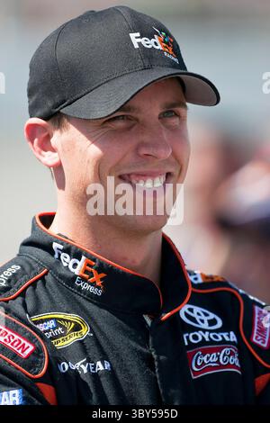 Driver Denny Hamlin waits to qualify prior to the NASCAR Cup Series ...