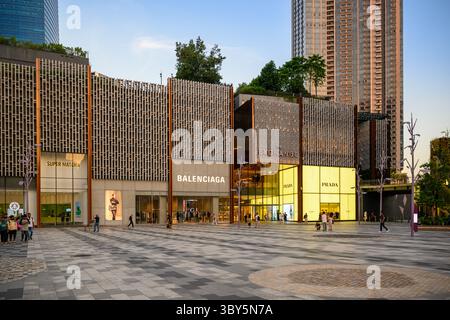 Main entrance to the TRX shopping mall at dusk, Kuala Lumpur, Malaysia ...