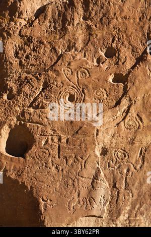 Ancient petroglyph panel with anthropomorphic figures in Nine Mile ...