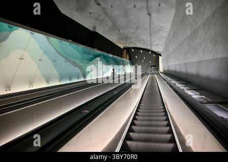 helsinki metro system finland lauttasaari underground station Stock ...