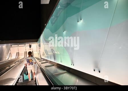 helsinki metro system finland lauttasaari underground station Stock ...