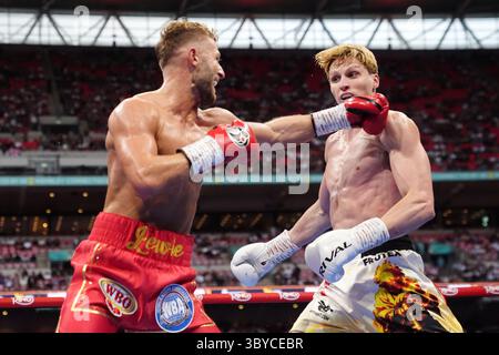 Lewis Edmondson (left) lands a punch on Daniel Lapin during their IBF ...