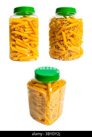 Isolated photo of pasta in plastic bottle container on white background ...
