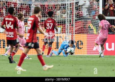 Inter Miami goalkeeper Rocco Ríos Novo (34) during the national anthem ...