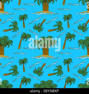 Palm trees and surf seamless summer pattern Stock Vector Image & Art ...