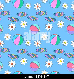Floral Daisy Pattern Flip Flops Vector Tech Pack with Colorways Set ...