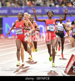 Medina Eisa of Ethiopia crosses the finishing line to win the women’s ...