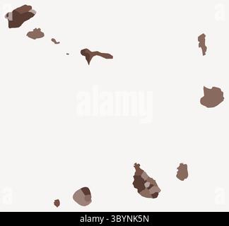Map of Cabo Verde with regions. Just a simple country border map with ...