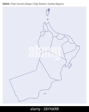 Oman map design. Map of the country with regions in emerald-amethyst ...