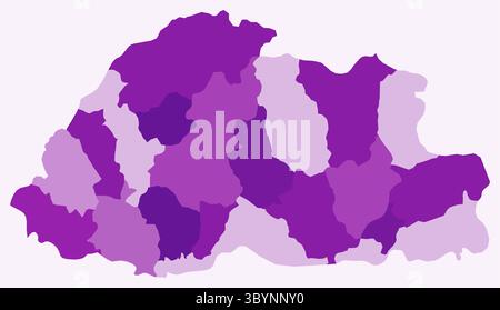 Map of Bhutan with regions. Just a simple country border map with ...