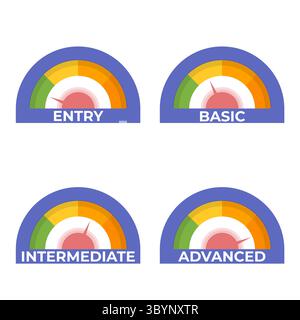 Skill levels meter set. Vector illustration Stock Vector Image & Art ...