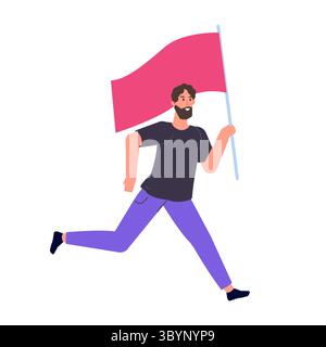 Human running with a flag. Vector illustration Stock Vector Image & Art ...