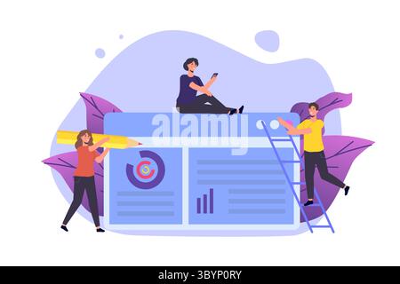 Project management, Remote work, Agile system concept. Vector ...