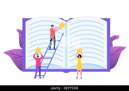 Book review, Reading club concept. Vector illustration Stock Vector ...