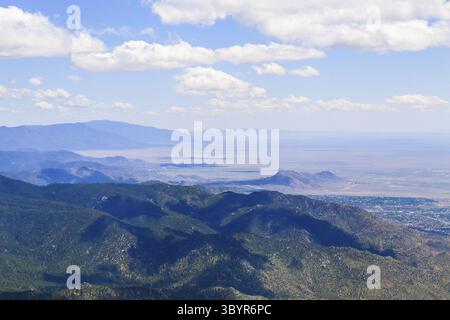 View over the Sandia Mountains from Sandia Crest near Albuquerque, USA ...