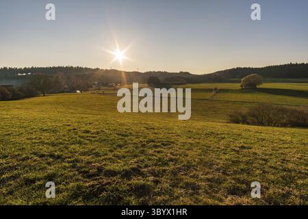 The idyllic village of Grund near Wolfegg next to the Altdorf Forest ...