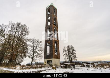 Winter hike through the Pfrunger Ried to the Bannwald Tower near ...