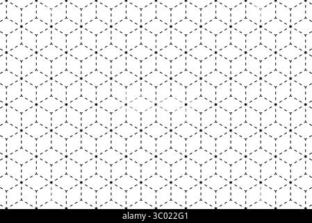 Dashed cube shapes pattern. Repeated squares with hyphen borders in 3d ...