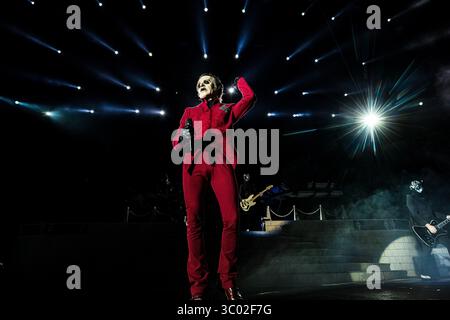 Tobias Forge of the band Ghost performs at the Allstate Arena on Friday ...