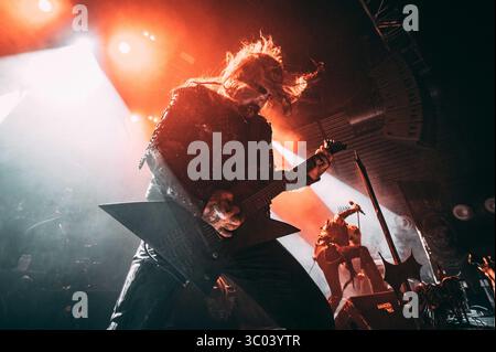 The Swedish black metal band Watain performs a live concert at the ...