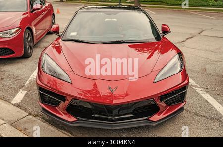 Chicago, Illinois - September 29, 2024: Ferrari 458 Italia red color ...