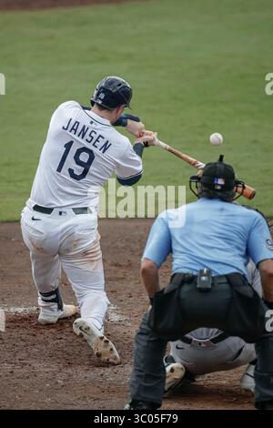 Tampa Bay Rays catcher Danny Jansen catches a pop up during the first ...