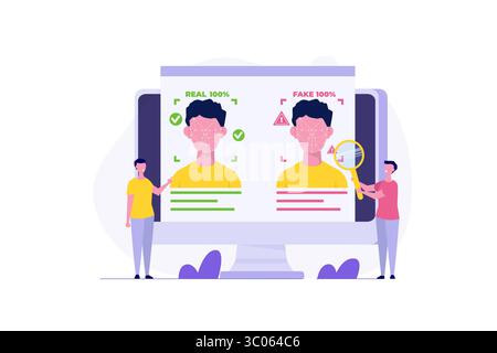 Deepfake, Deep face technology concept. Vector illustration Stock ...