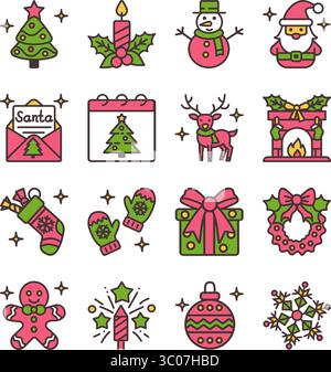 Christmas banner with geometrical festive icons and copy space Stock ...