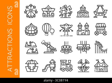 Attractions icon set Stock Vector Image & Art - Alamy