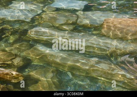 Thermal pool in archeological site of Hierapolis. Pamukkale landmark ...