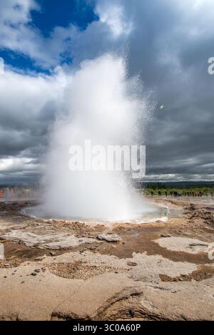 July 16, 2017 - Iceland - Iceland - Strokkur geyser in the Geysir hot ...