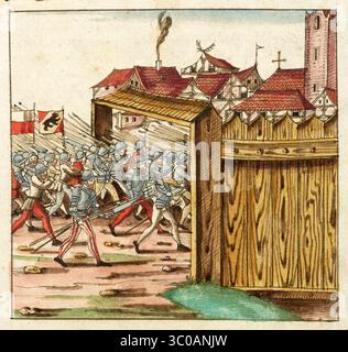 A scene from the Burgundian Wars (1474-1477) a series of conflicts in ...