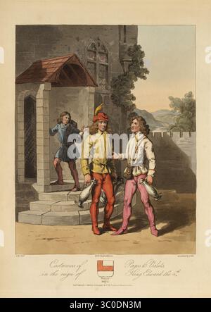 Costumes of pages and valets, reign of King Edward IV, 1475. Foppish ...