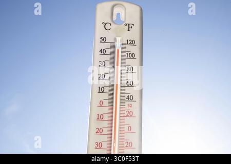 Thermometer over 38 degrees heat wave Stock Photo - Alamy